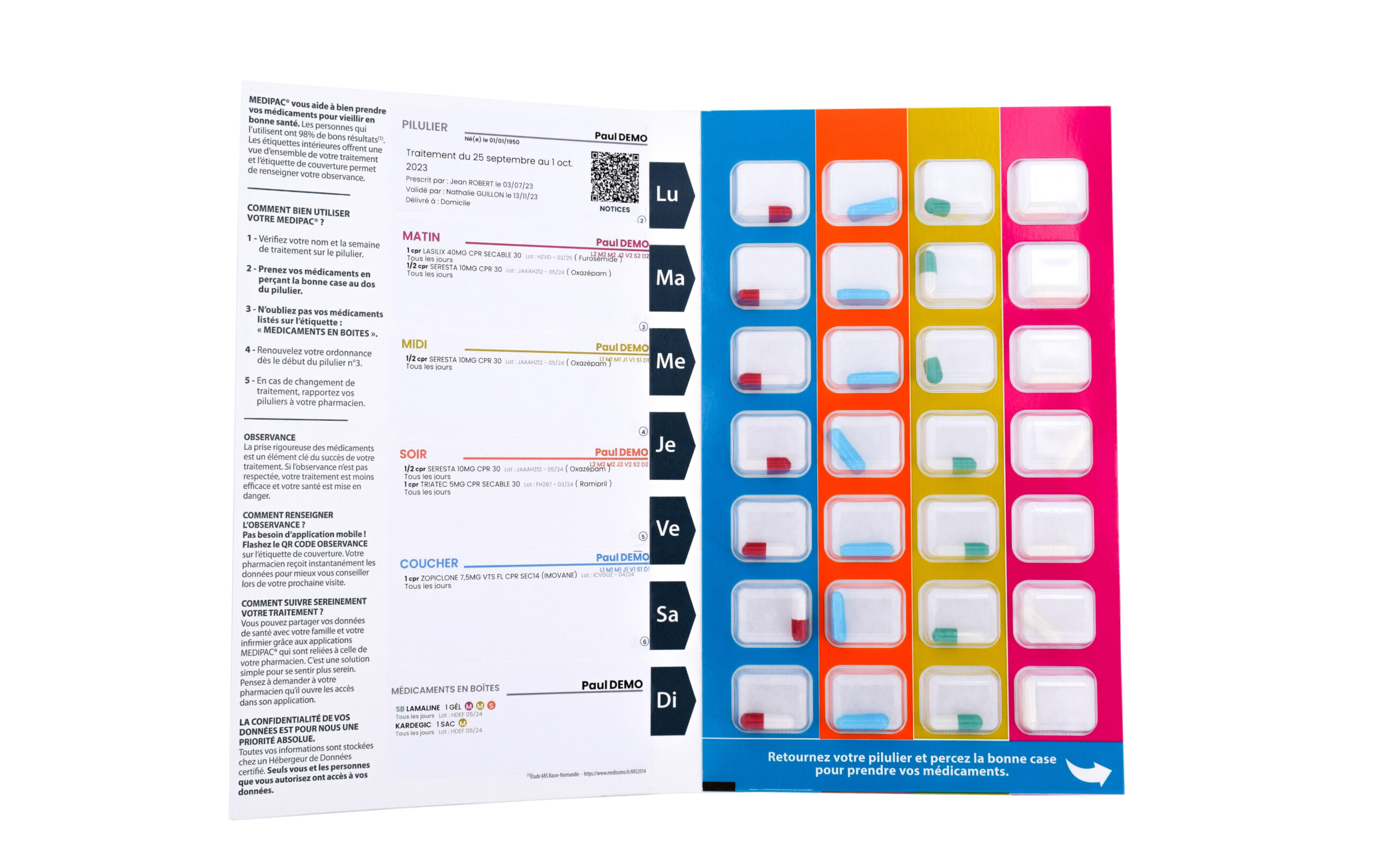 Coffret Medipac. 12 piluliers, 3 mois de traitement. - Medissimo